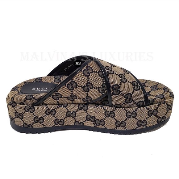 Gucci | Shoes | Gucci Shoes Angelina Gg Supreme Canvas Platform Slides ...